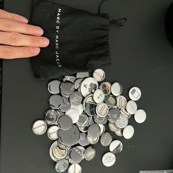 Marc Jacobs | Jewelry | Marc Jacobs Assorted Logo Buttons Pins W Pouch ...